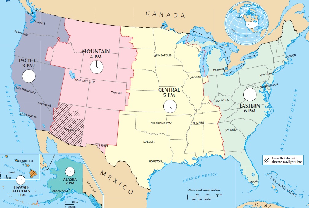 Time Zone Map With Daylight Saving